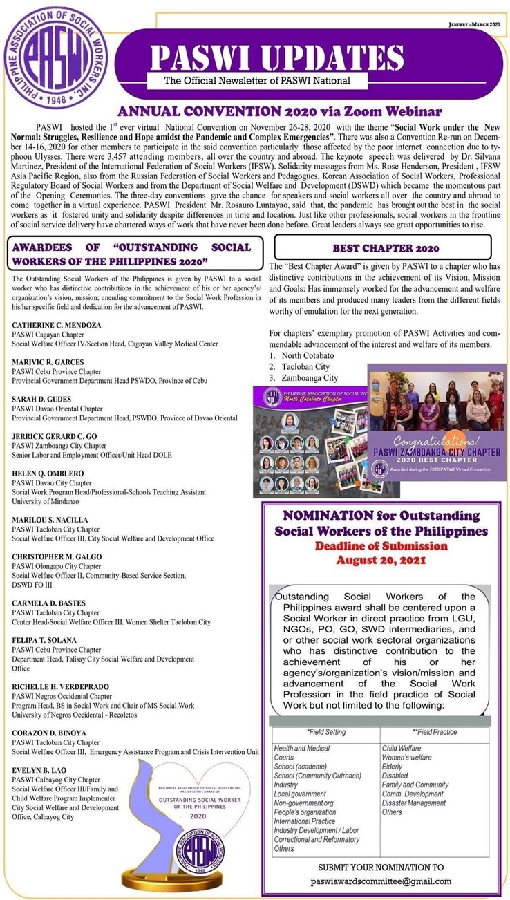 Journals & Newsletter - Philippine Association of Social Workers, Inc.