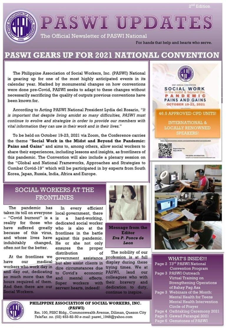 Journals & Newsletter - Philippine Association of Social Workers, Inc.