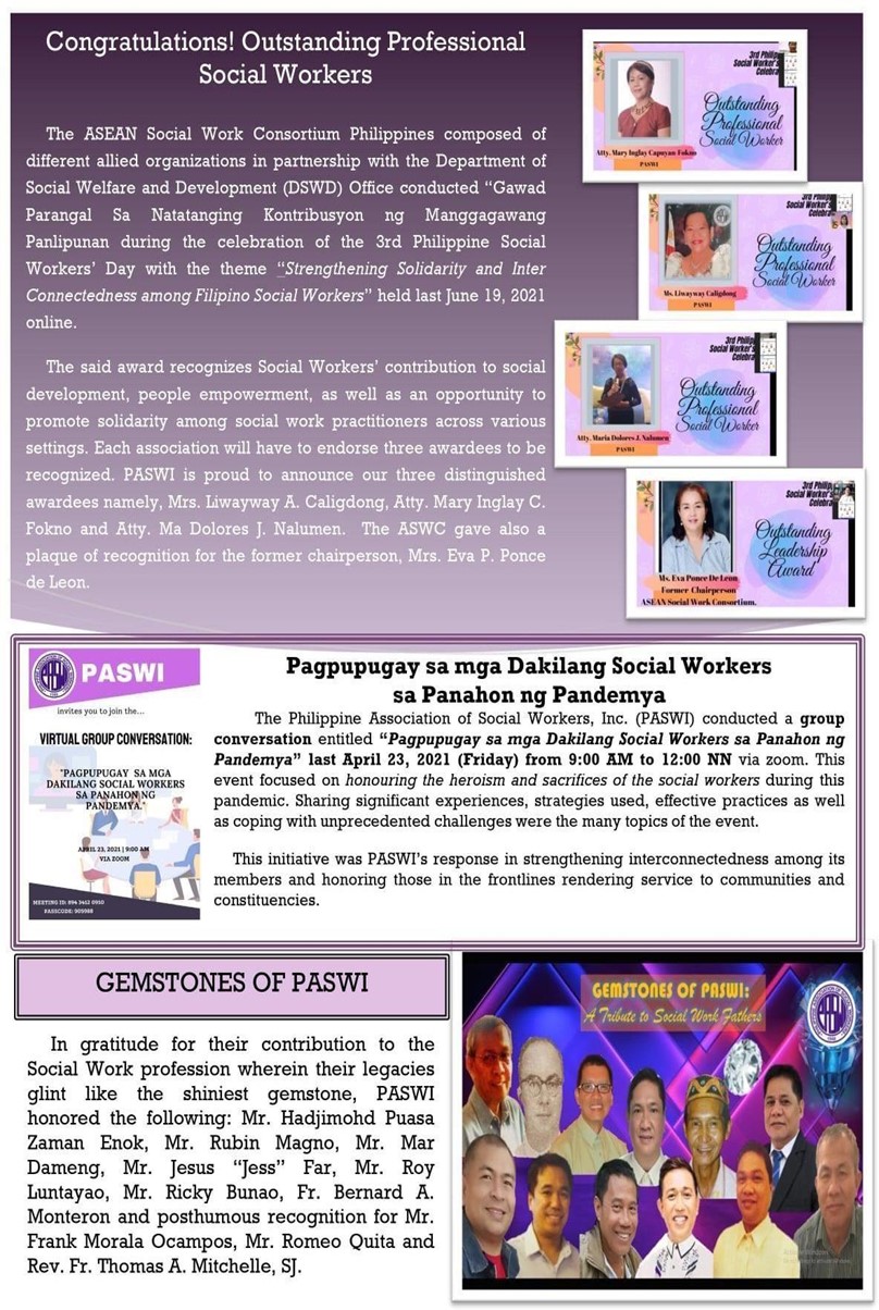 Journals & Newsletter - Philippine Association of Social Workers, Inc.